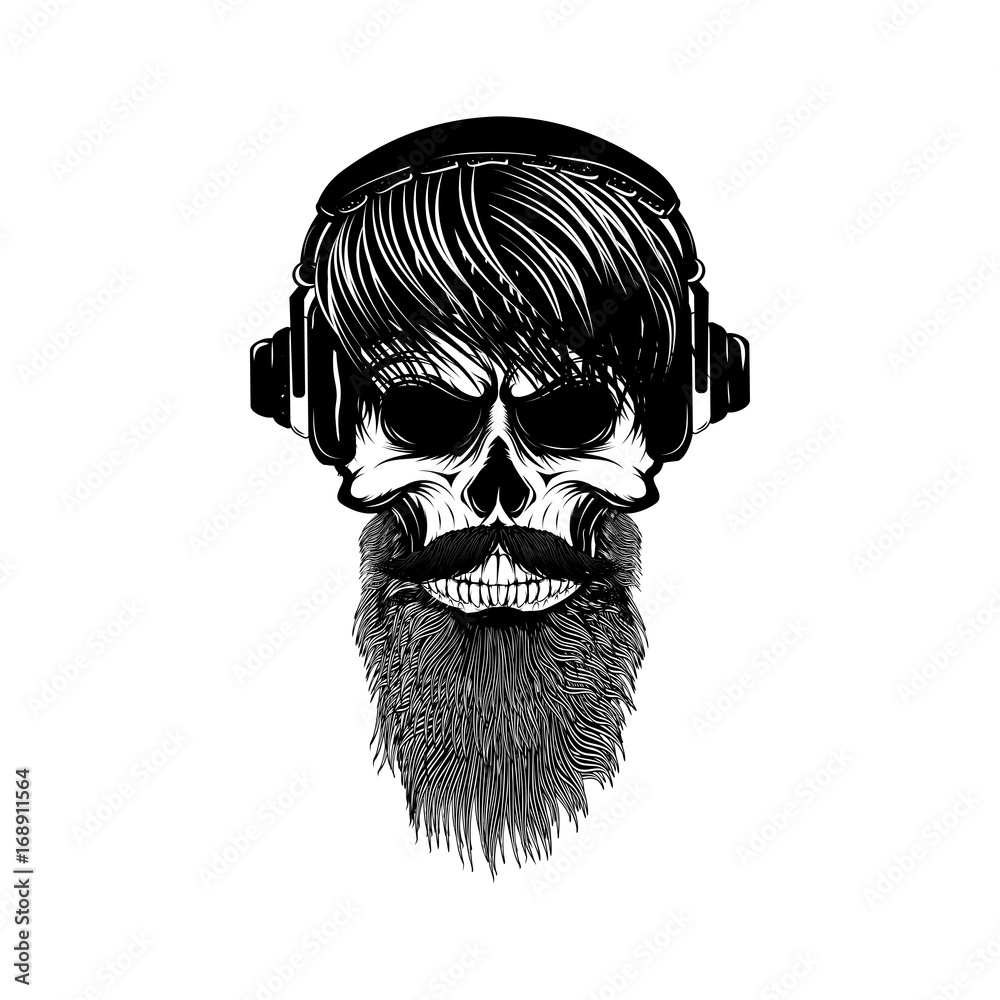 Bearded skull on white background on white background. Design element ...