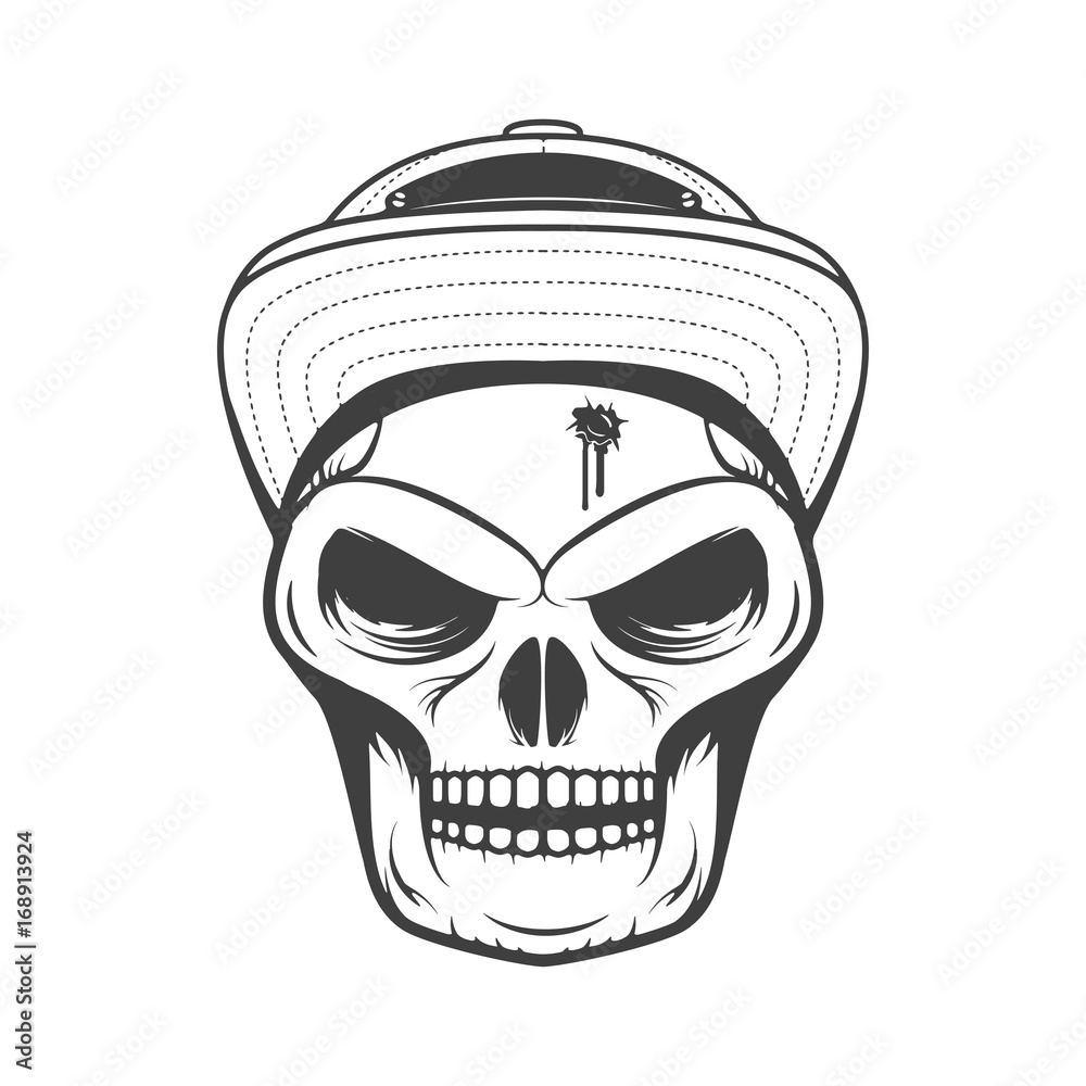 Gangster skull emblem on white background. Vector illustration Stock ...