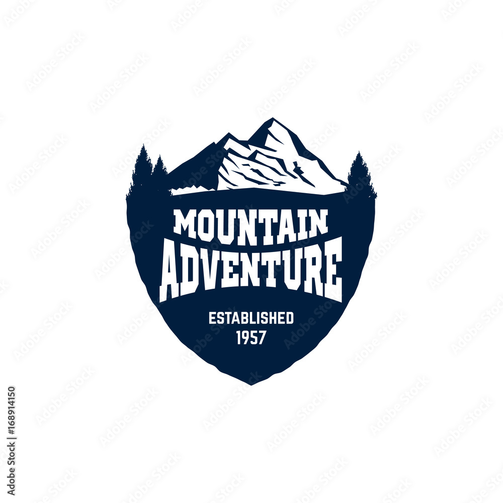 Mountain hiking emblem template. Design element for logo, label, emblem ...
