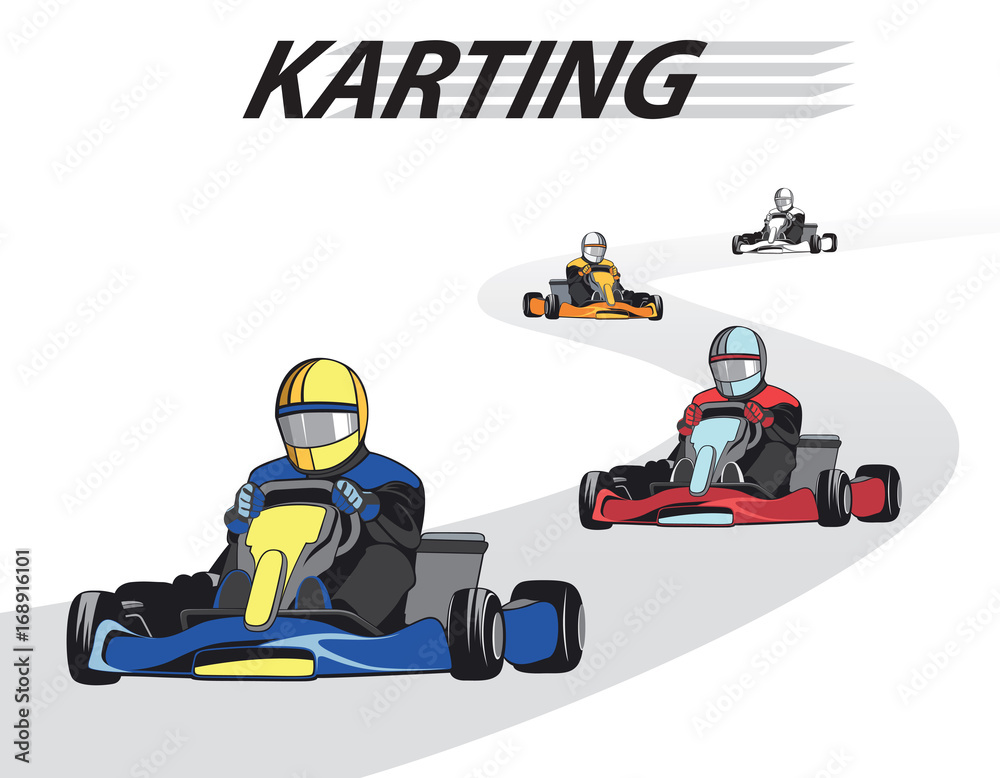 Kart competition / Karting, Competition, Championship, Winner. Flat ...