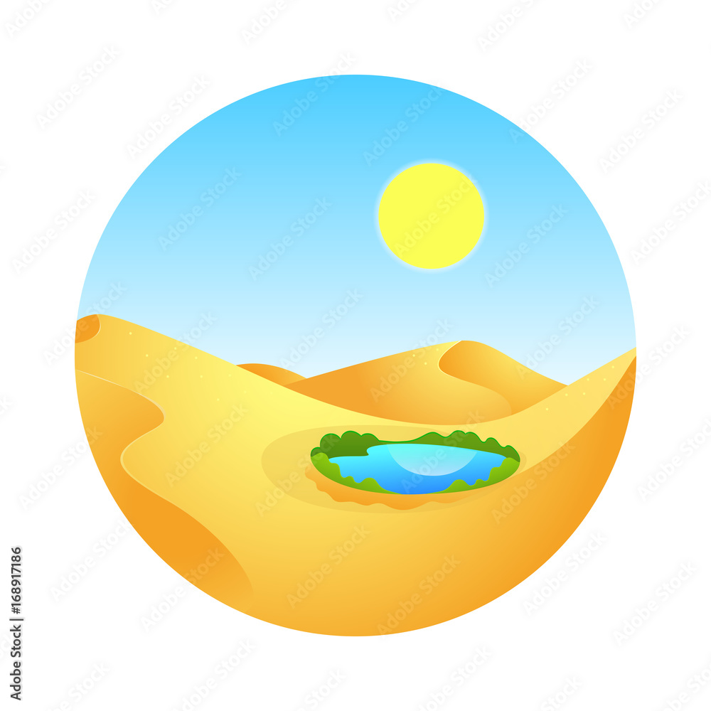 Vector drawing of an oasis in the desert Stock Vector | Adobe Stock