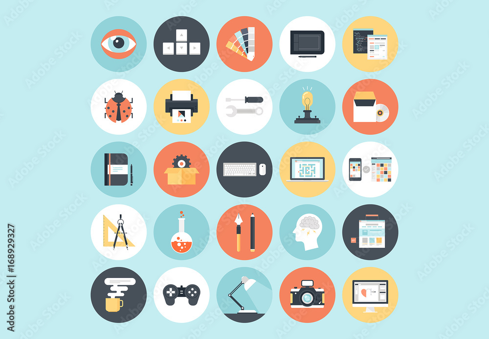25 Round Art and Design Icons 1 Stock Template | Adobe Stock