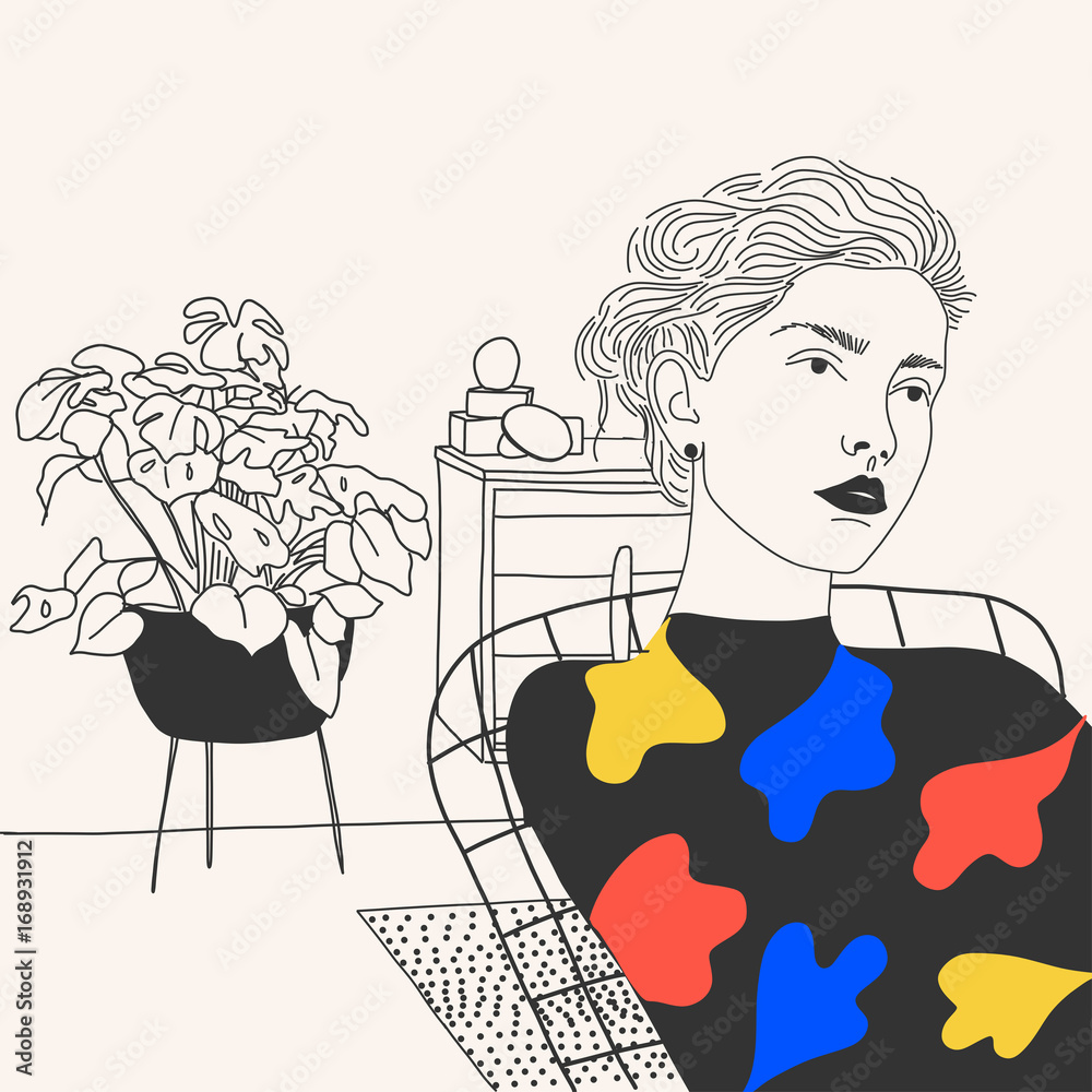 Primary Colors Woman Stock Illustration | Adobe Stock