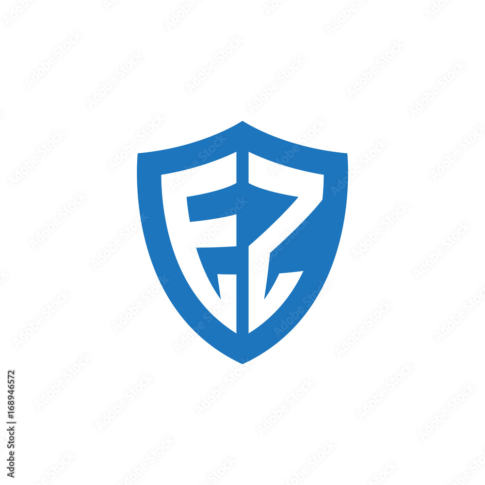Initial letter EZ, shield logo, modern blue color Stock Vector | Adobe ...