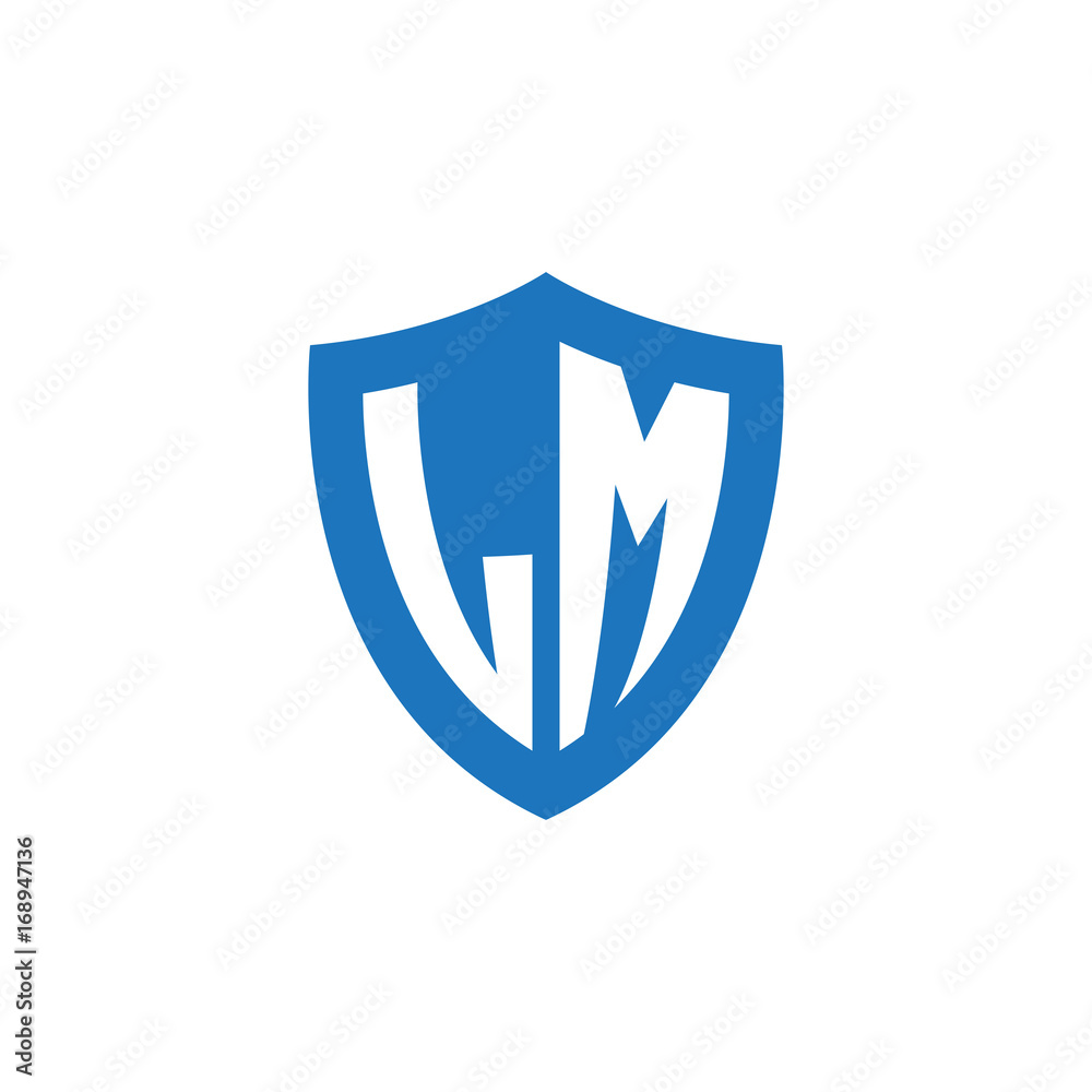 Vetor de Initial letter LM, shield logo, modern blue color do Stock ...