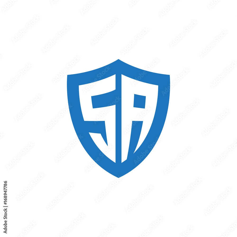 Initial letter SA, shield logo, modern blue color Stock Vector | Adobe ...