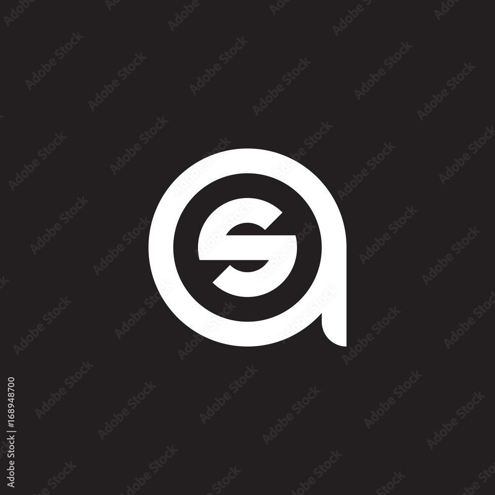 Initial lowercase letter logo as, sa, s inside a, monogram rounded ...