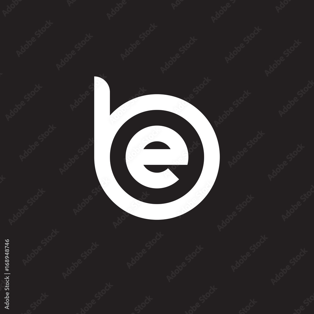 Initial lowercase letter logo be, eb, e inside b, monogram rounded ...