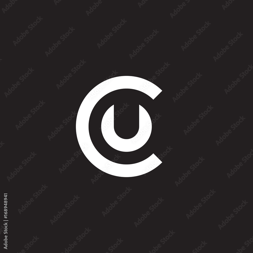 Initial lowercase letter logo cu, uc, u inside c, monogram rounded ...