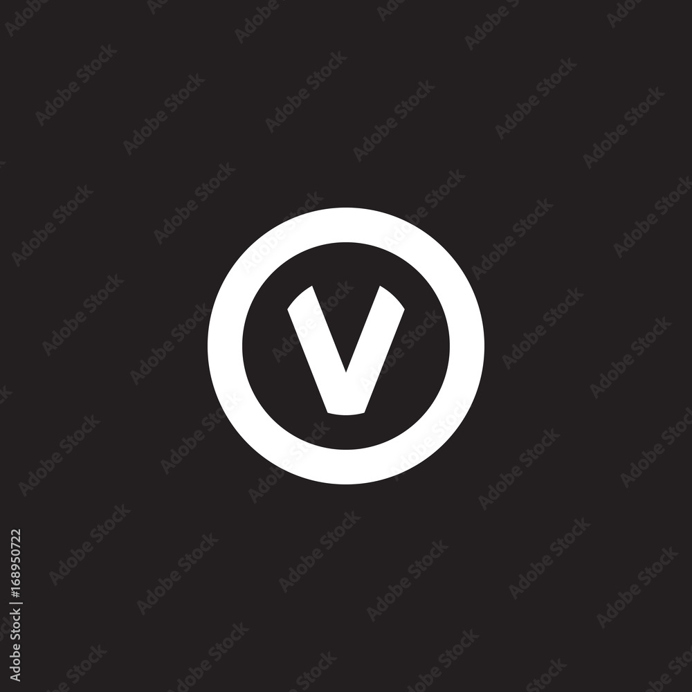 Initial lowercase letter logo ov, vo, v inside o, monogram rounded ...