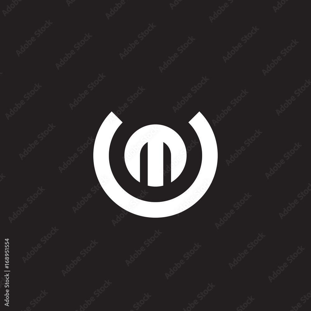 Initial lowercase letter logo um, mu, m inside u, monogram rounded ...