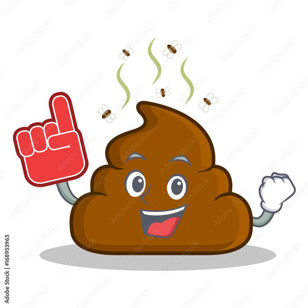 Foam finger Poop emoticon character cartoon Stock Vector | Adobe Stock
