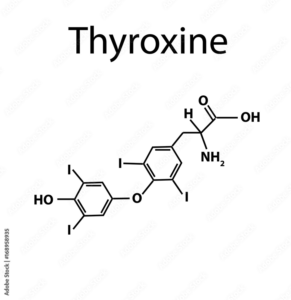 The chemical molecular formula of the hormone thyroxine. Thyroid ...