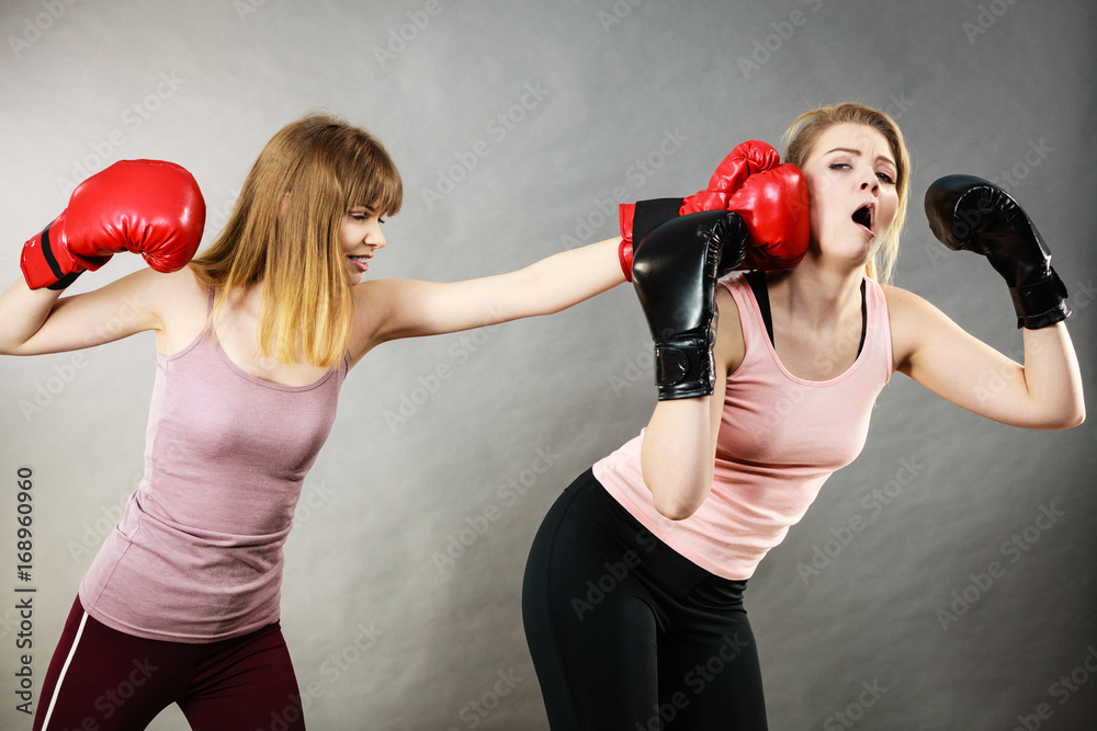 Poster Agressive women fighting boxing with female – Wall Art | UkPosters