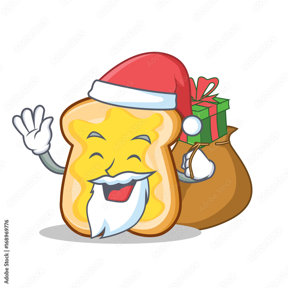 Santa with gift slice bread cartoon character Stock Vector | Adobe Stock