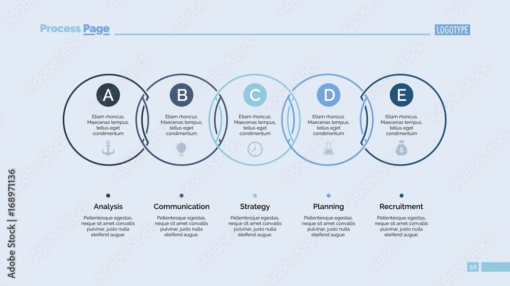 Circle Process Chart Slide Template Stock Vector | Adobe Stock