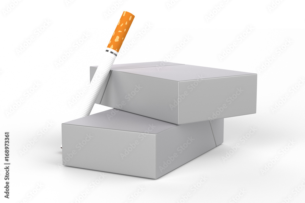 3D render composition of two king size cigarette boxes or packs with ...