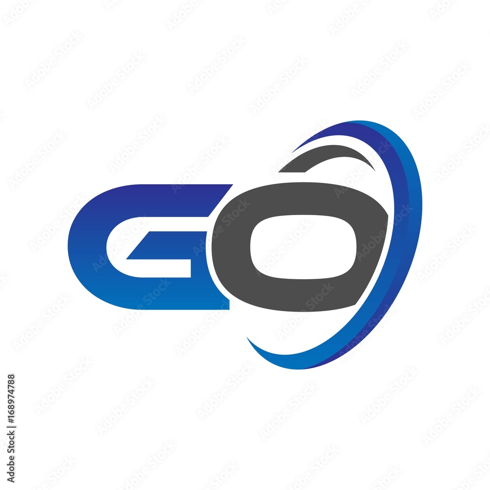 vector modern initial logo letters go with circle swoosh blue gray ...
