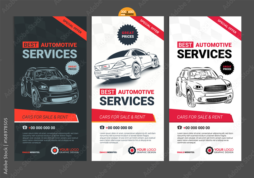A Set of web Automotive services banners collection layouts. Stock ...