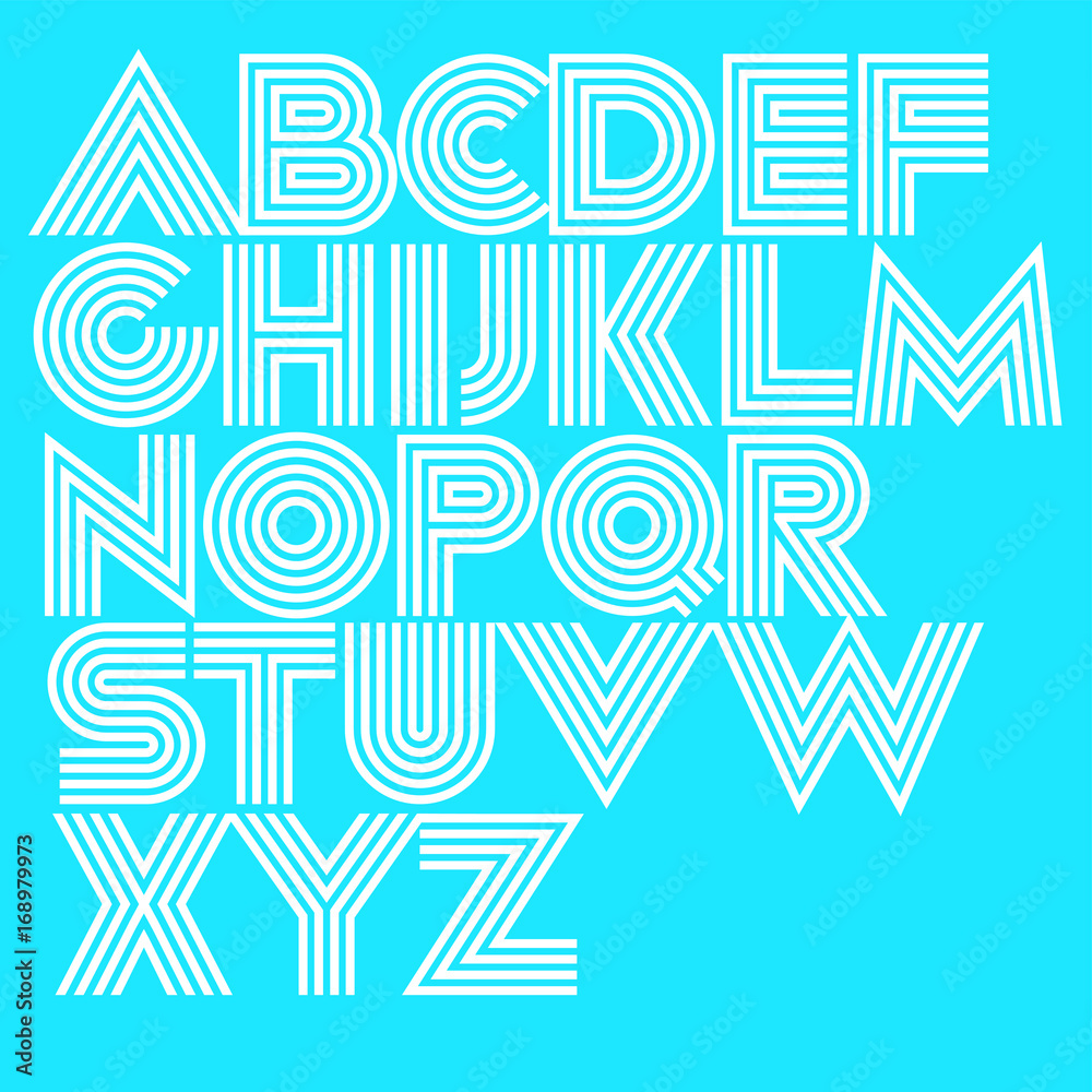 Geometric vector font. Modern type made of concentric lines Stock ...