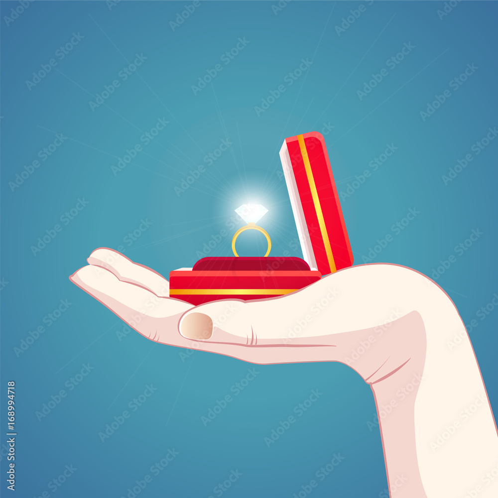 Vector drawing of a hand with a ring, marriage proposal Stock Vector ...