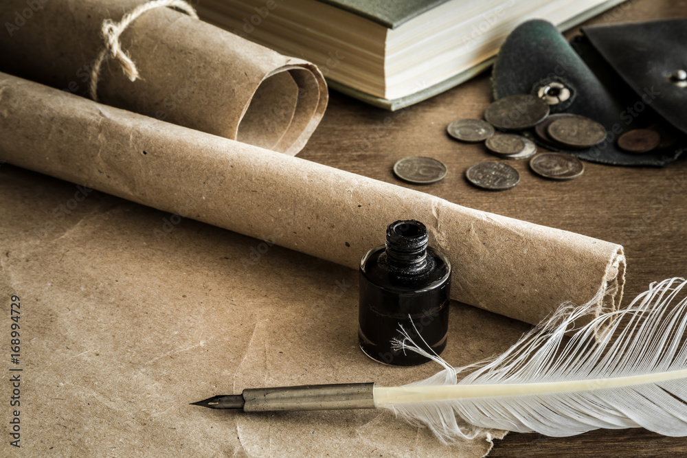 Quill Writing On Paper