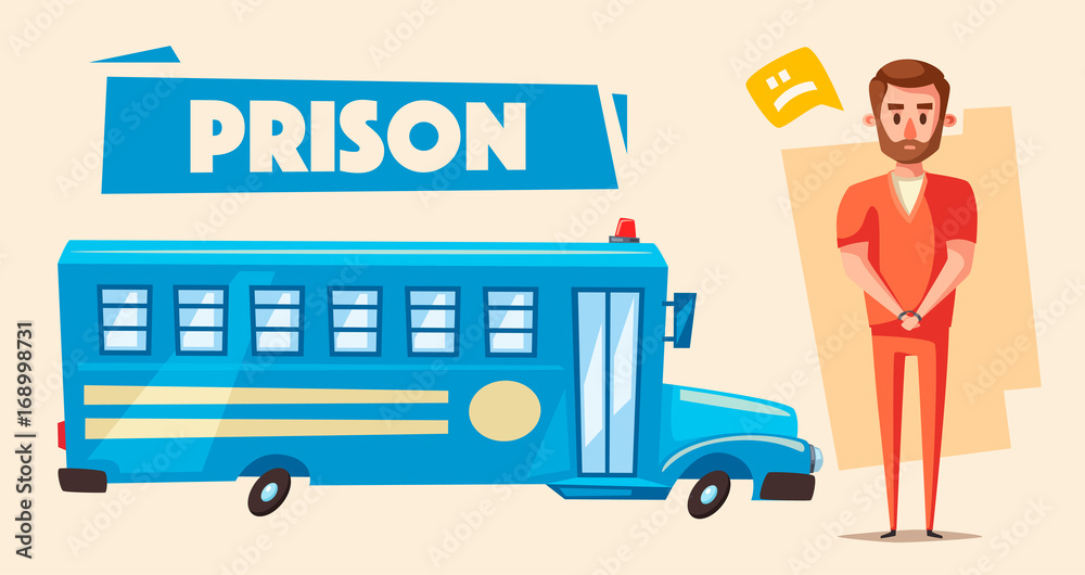 Prison with prisoner. Character design. Cartoon vector illustration ...