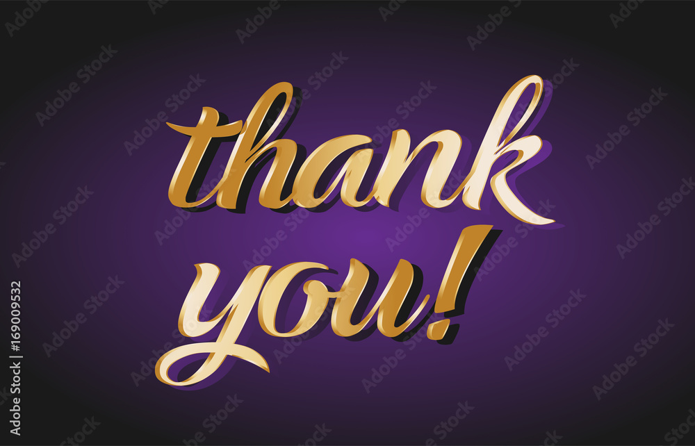 thank you gold golden text postcard banner logo Stock Vector | Adobe Stock
