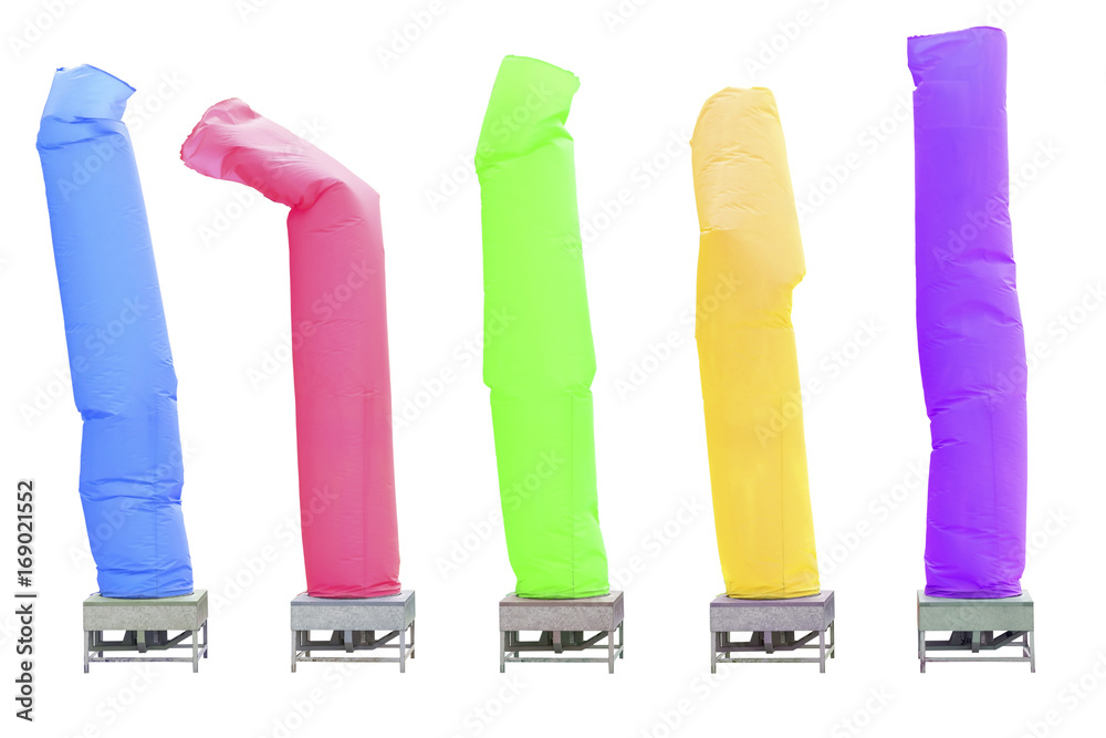 Poster Collection of fan blowing balloons in advertising isolated on ...