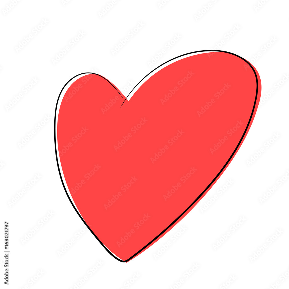Vector cartoon heart isolated on white background. Simple hand drawn ...