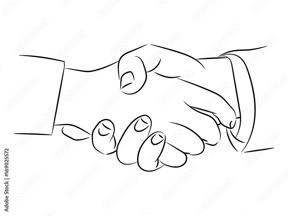 Hand drawing of handshaking -Vector Illustration Stock Vector | Adobe Stock