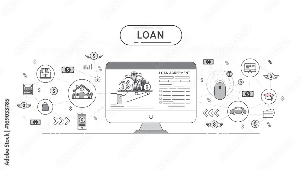 Vecteur Stock Loan online Infographics. Loan agreement between the ...