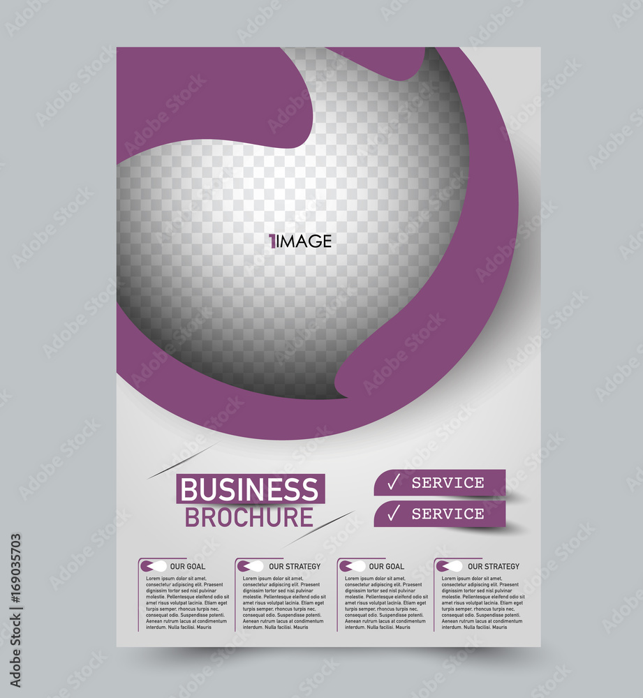 Purple flyer vector design template set. Business brochure. Annual ...
