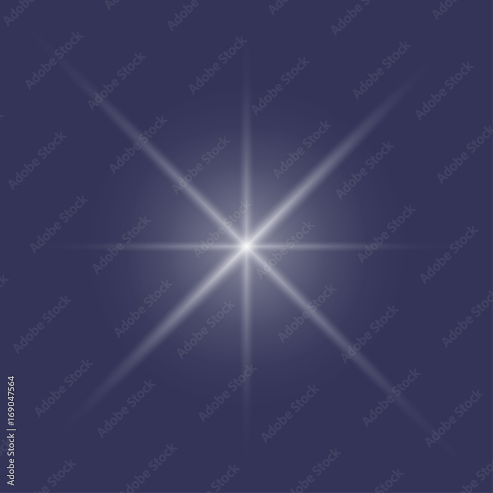 Vector illustration of a bright star shining or flashing in the night ...
