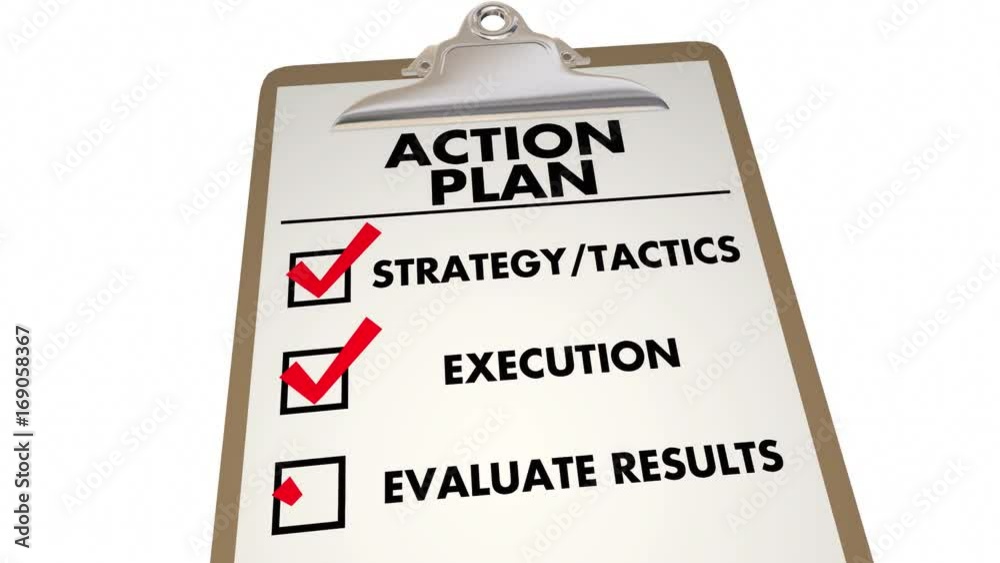 Action Plan Clipboard Checklist Strategy Tactics 3d Animation Stock ...