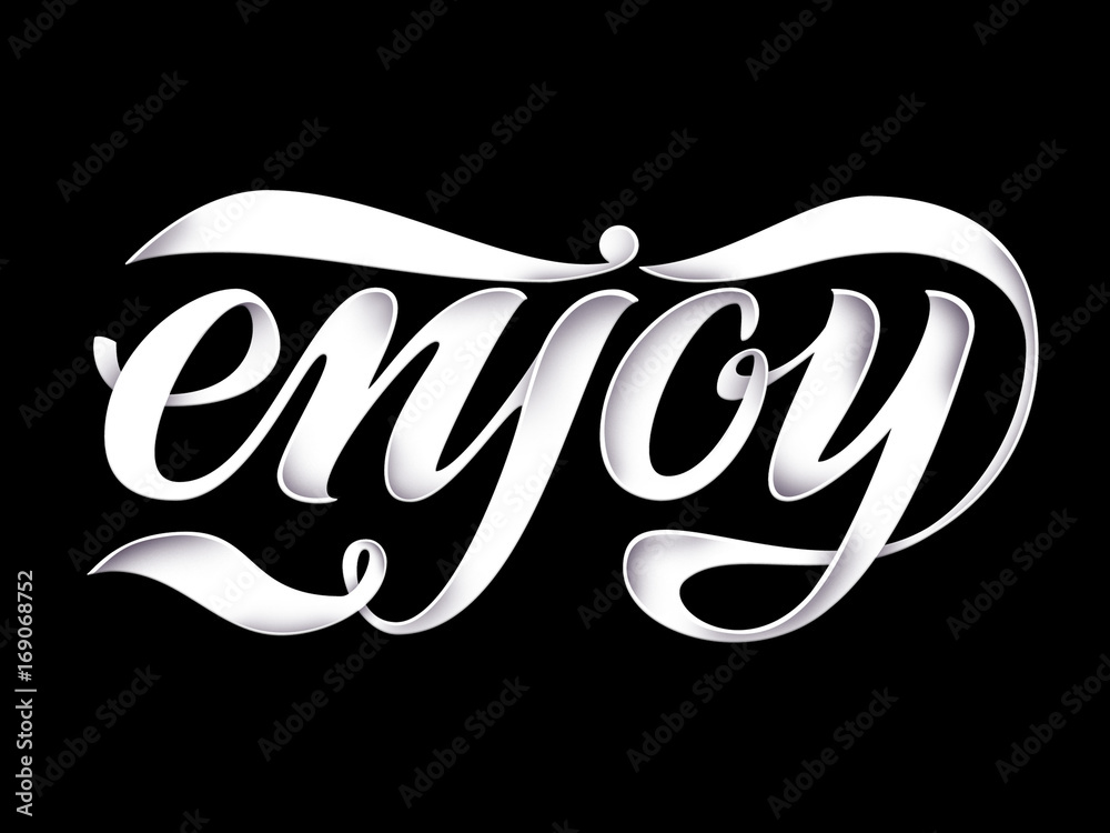 Enjoy - logo design isolated on black background. Simple and beautiful ...
