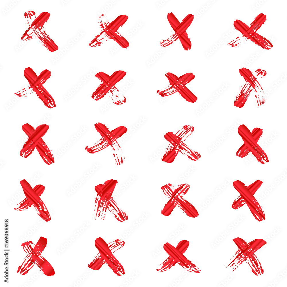 X Cross Sign Vector. Red Hand Drawn X Mark Symbol. Grunge Letter X ...