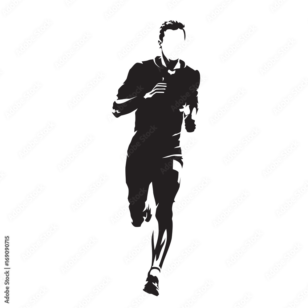 Runner vector silhouette, front view. Abstract running man Stock Vector ...