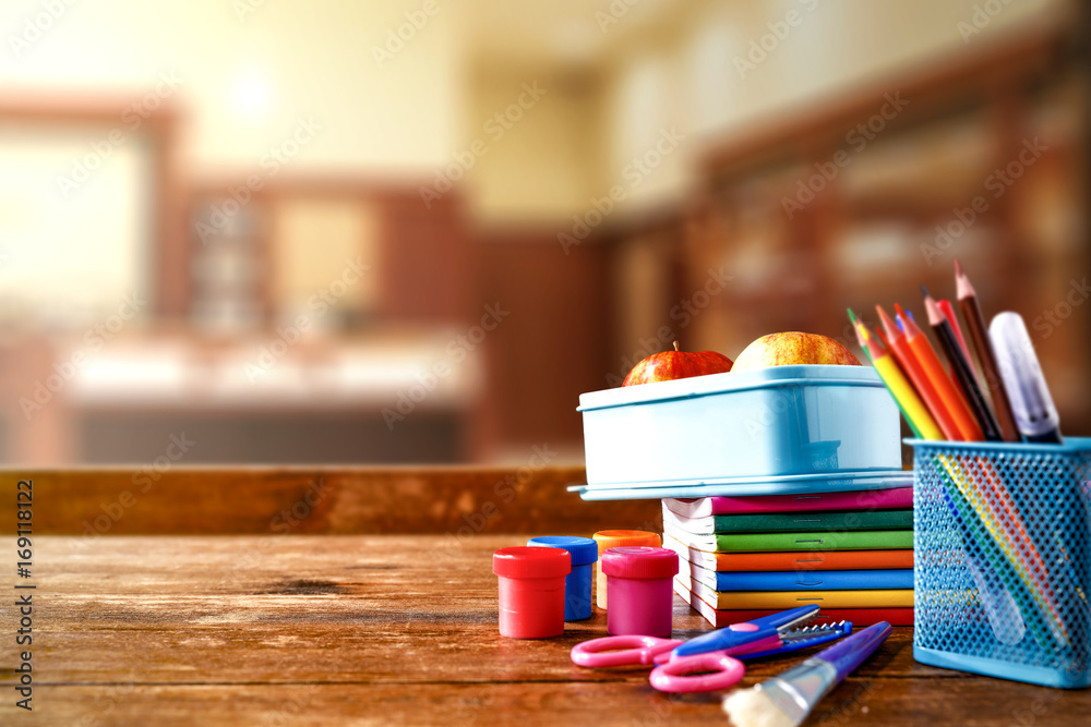 school table Stock Photo | Adobe Stock