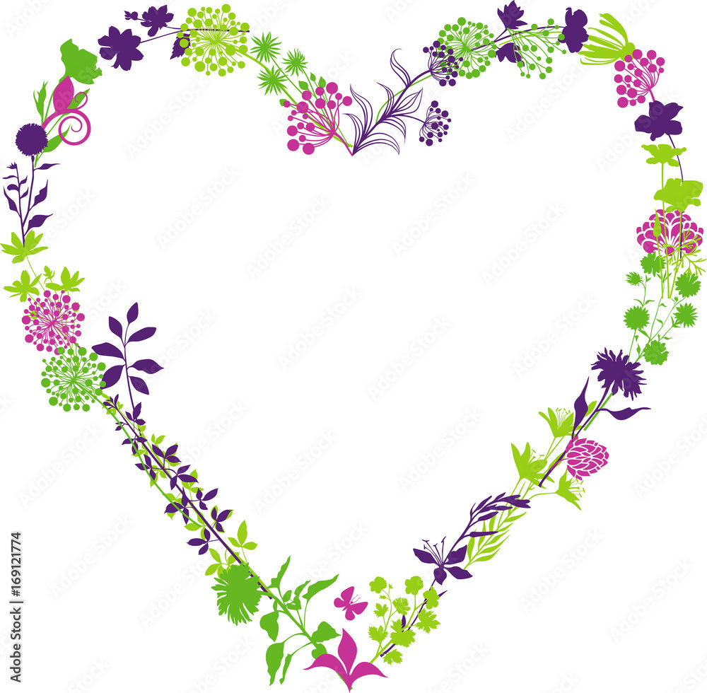 Floral heart symbol Stock Vector | Adobe Stock