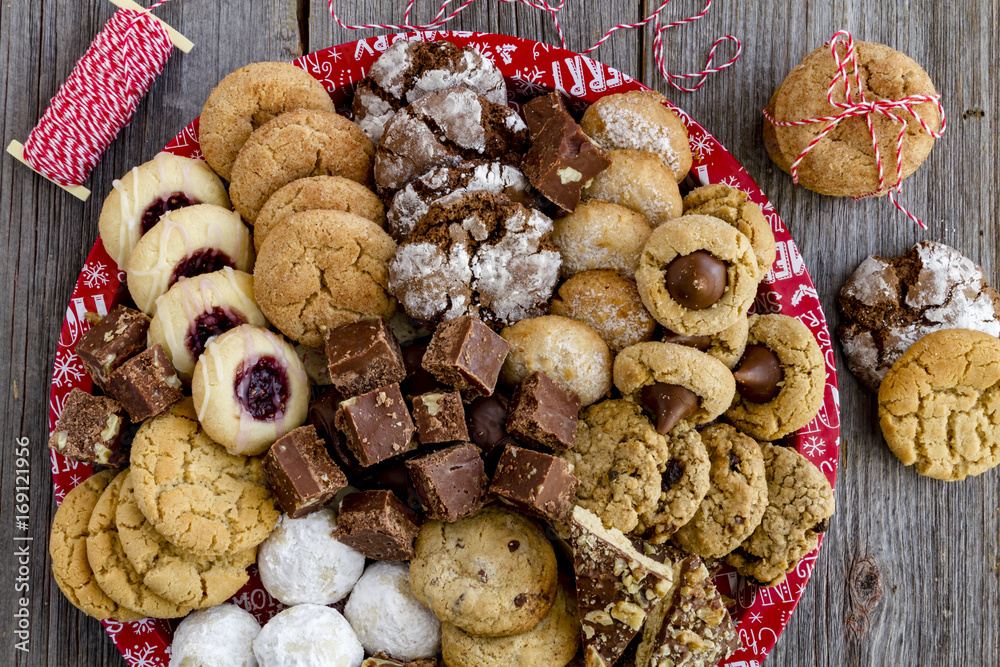 Holiday Cookie Gift Tray with Assorted Baked Goods Stock Photo | Adobe ...