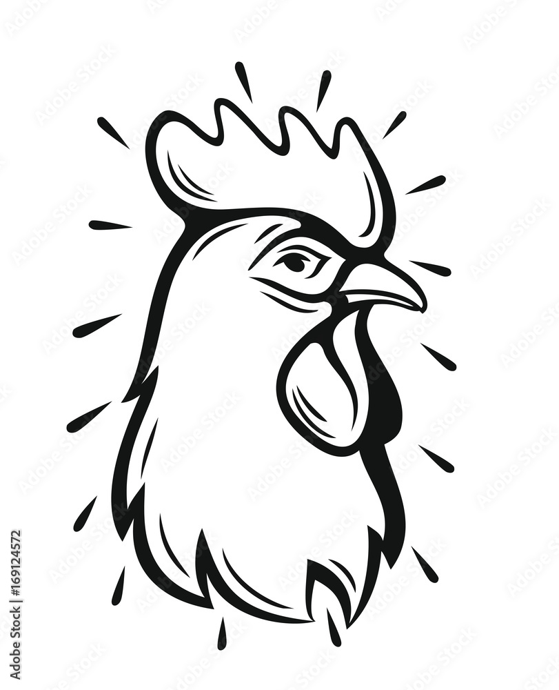 vector Rooster Head Stock Vector | Adobe Stock