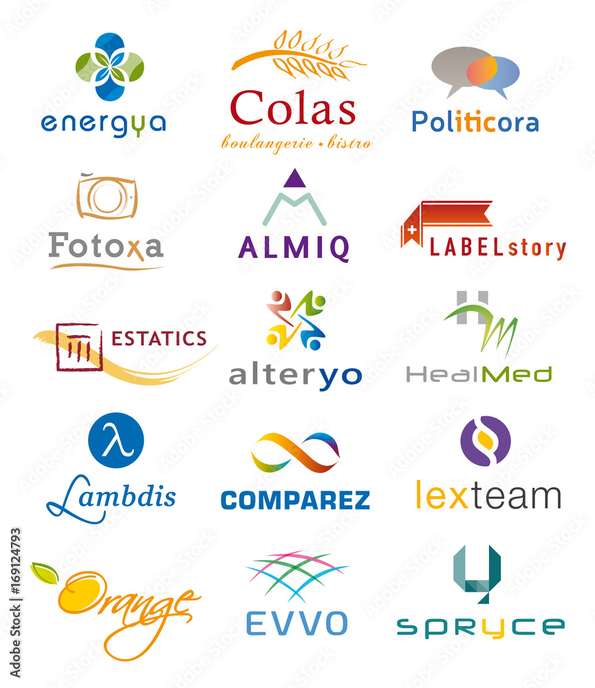 Ensemble de Quinze Logos et Icones - Conception Charte Graphique Stock ...