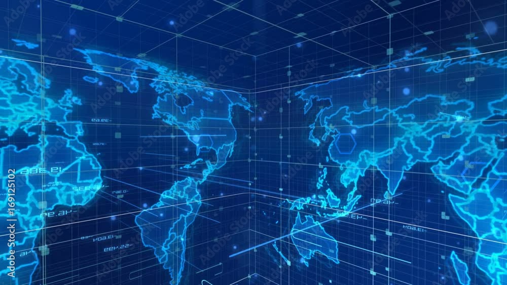 3D rendering of the Internetdigital news map, which revolves around ...