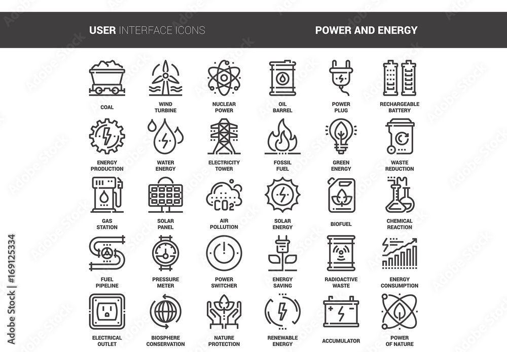 30 Line Art Energy Icons 1 Stock Template | Adobe Stock