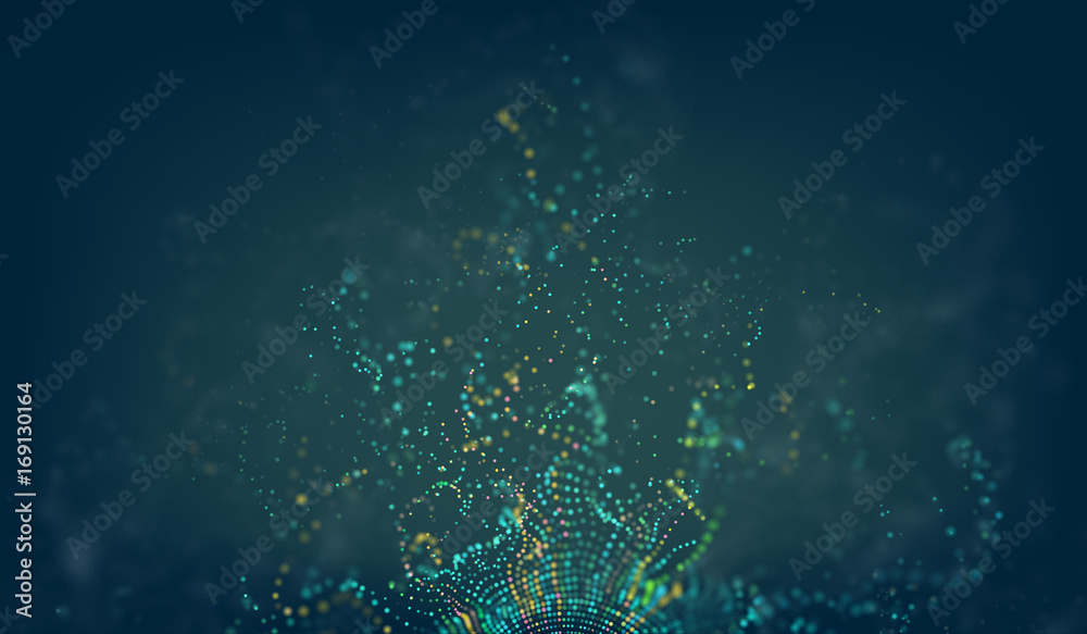 Abstract technology background. Digital tech 3d vector grid with ...