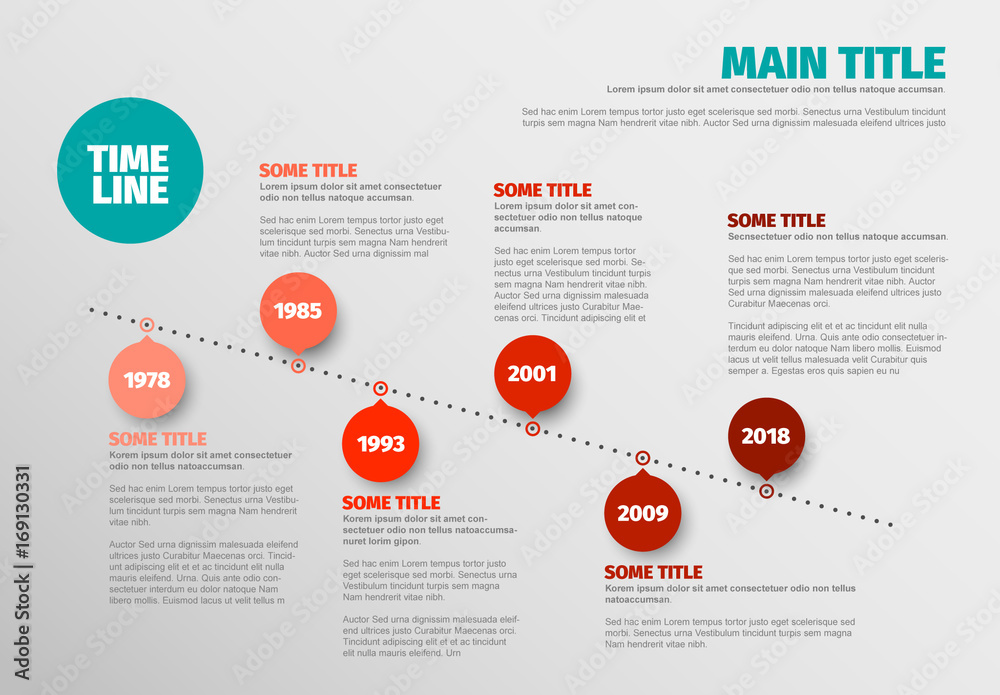 Colorful Dotted Line Diagonal Timeline Infographic Layout Stock ...