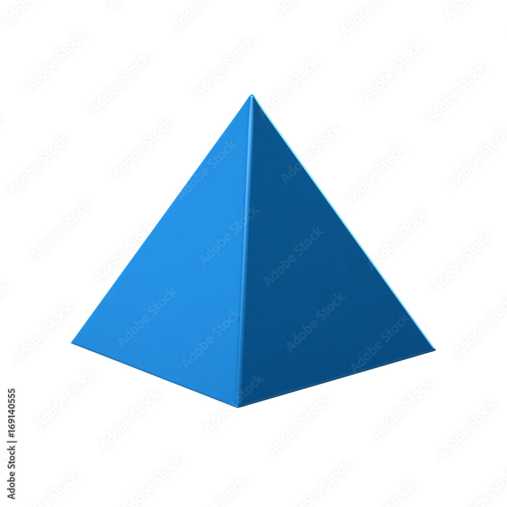 Blue Pyramid on white background. 3D Rendering Illustration Stock ...
