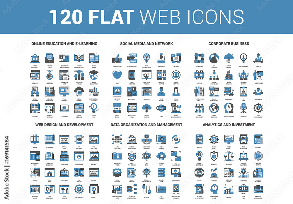 120 Blue Icons 2 Stock Template | Adobe Stock