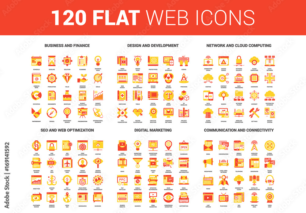 120 Yellow and Red Icons 1 Stock Template | Adobe Stock